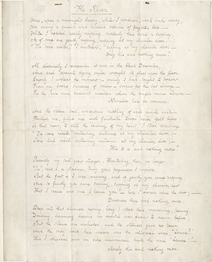First Wednesdays with the Rare Book Department: The Raven – October 1 ...